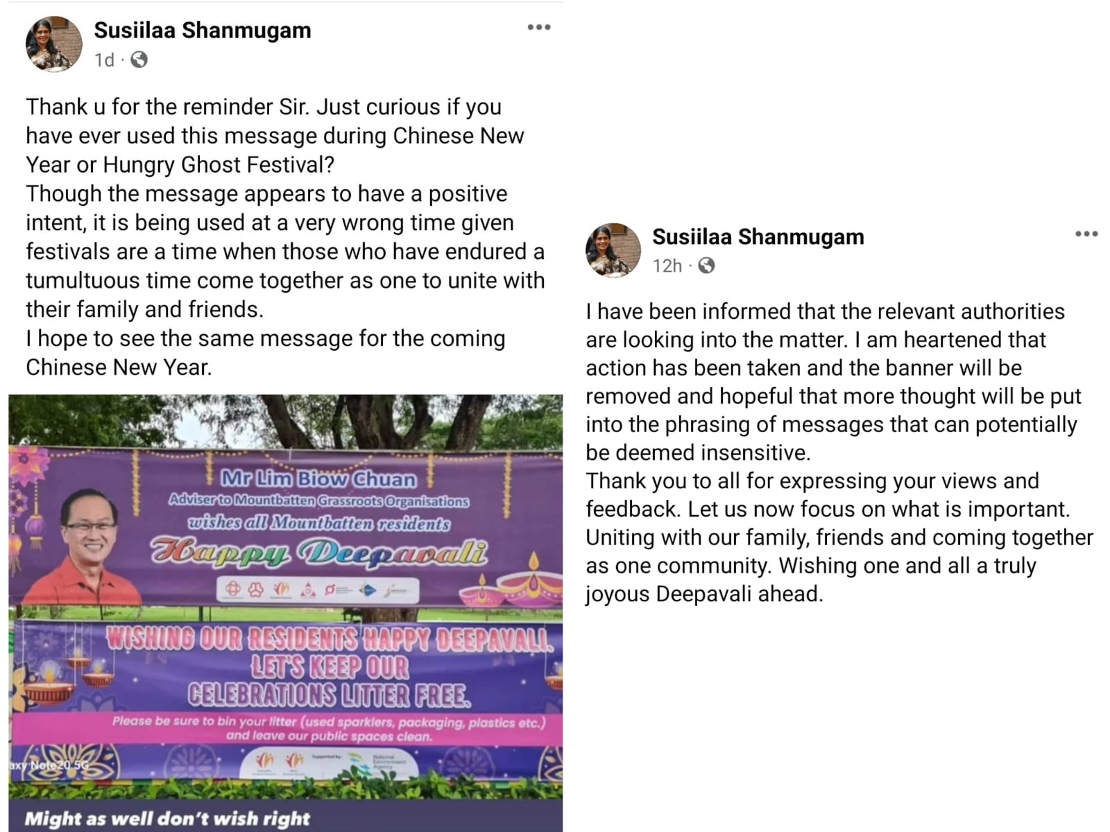 Mountbatten MP clarifies about anti-littering message below ‘Happy ...